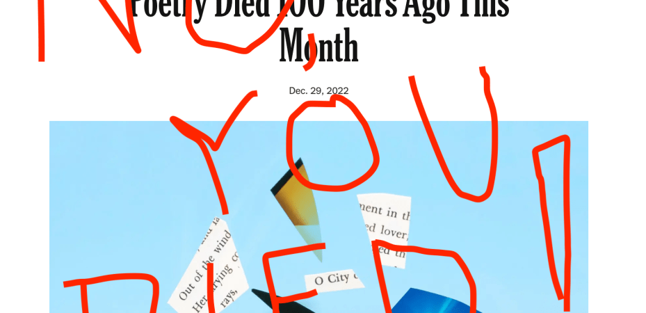 “Poetry Is Dead” Is Dead: an Op-Op-Ed by Eric Raanan Fischman – Boulder ...